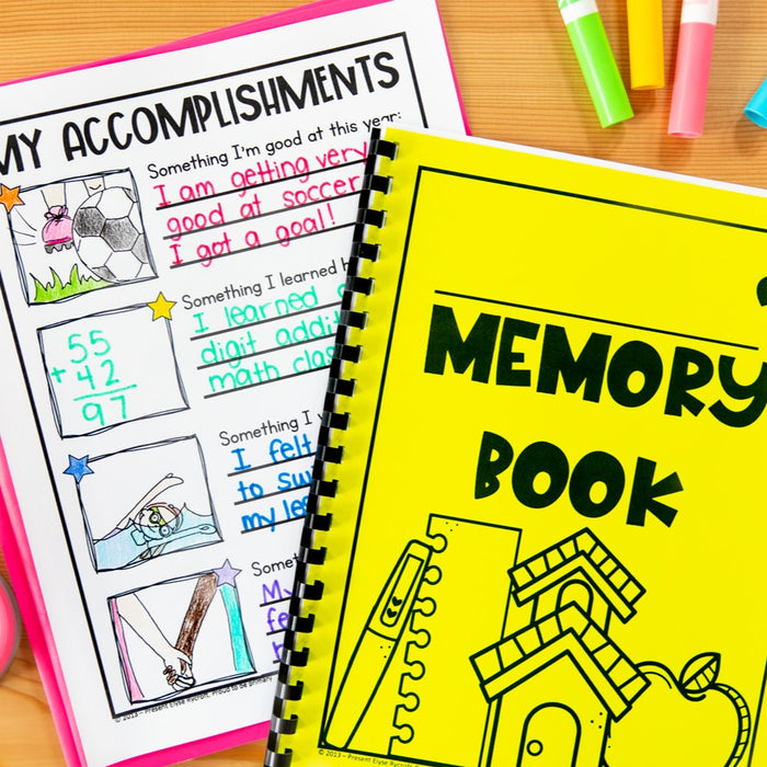 End of the Year SEL Memory Book Cover & Writing Prompts 1st-3rd Grades