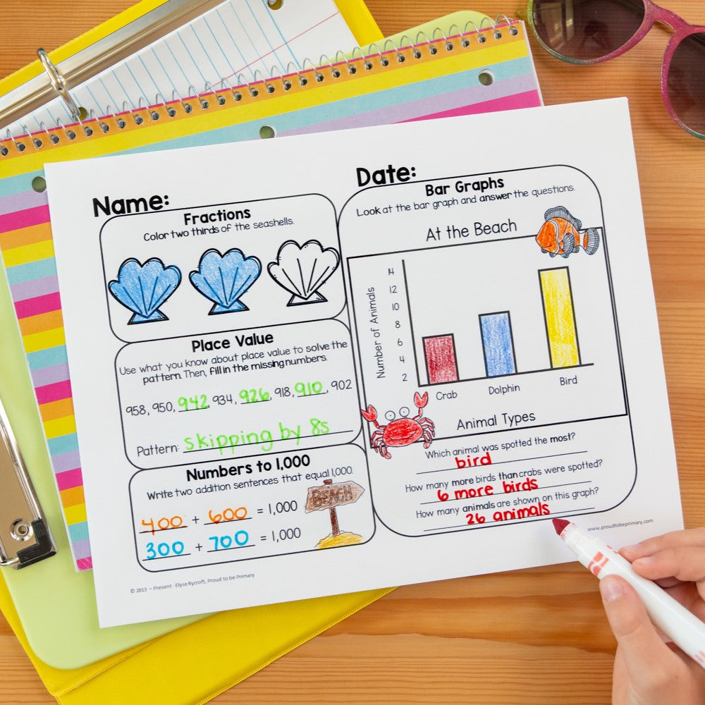 Summer Math Spiral Review Worksheets for 2nd Grade – Proud to be Primary