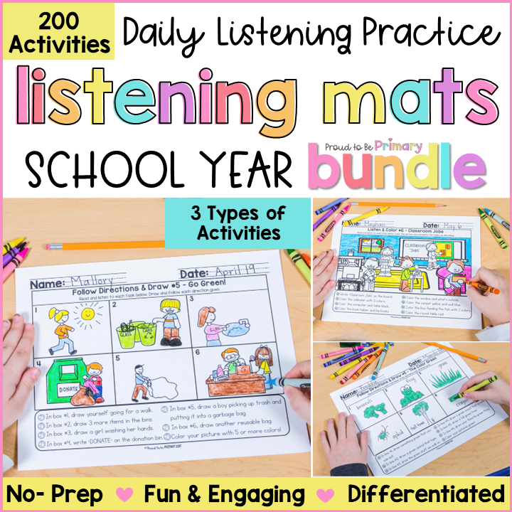 Following Directions Activity Listening Comprehension Listen Color Rea