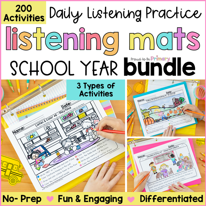 Following Directions Activity Listening Comprehension Listen Color Rea