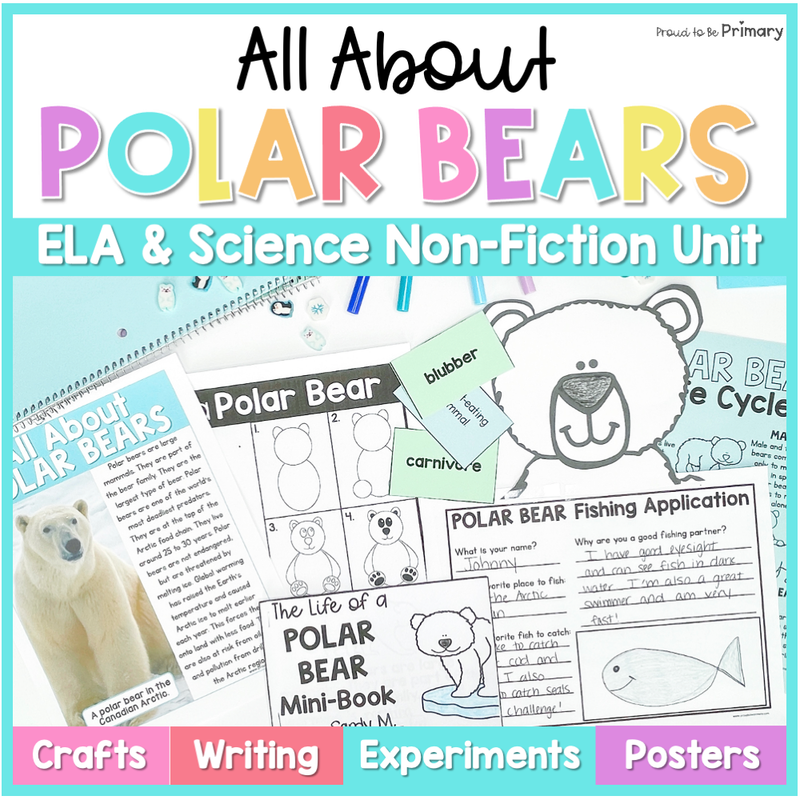 Polar Bear Winter Craft Writing Science Activities - All About Polar B
