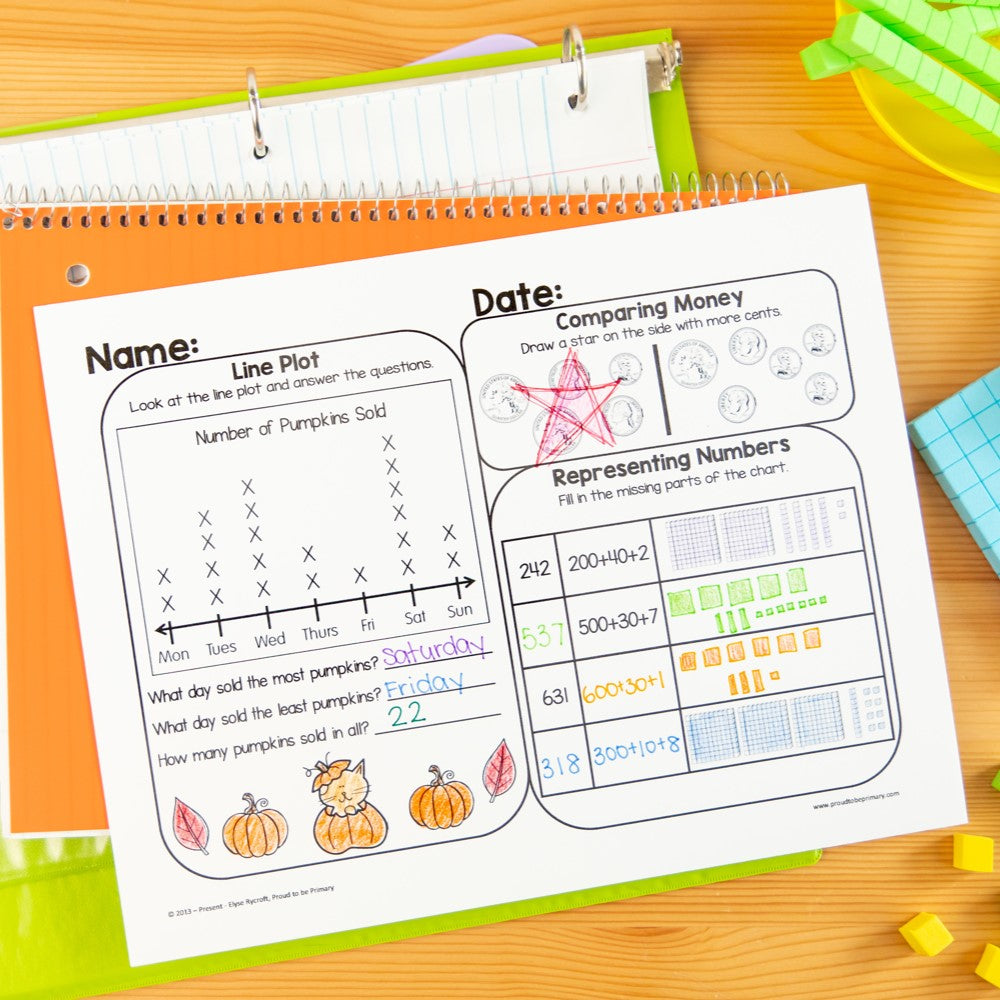 October Math Spiral Review Worksheets for 2nd Grade – Proud to be Primary