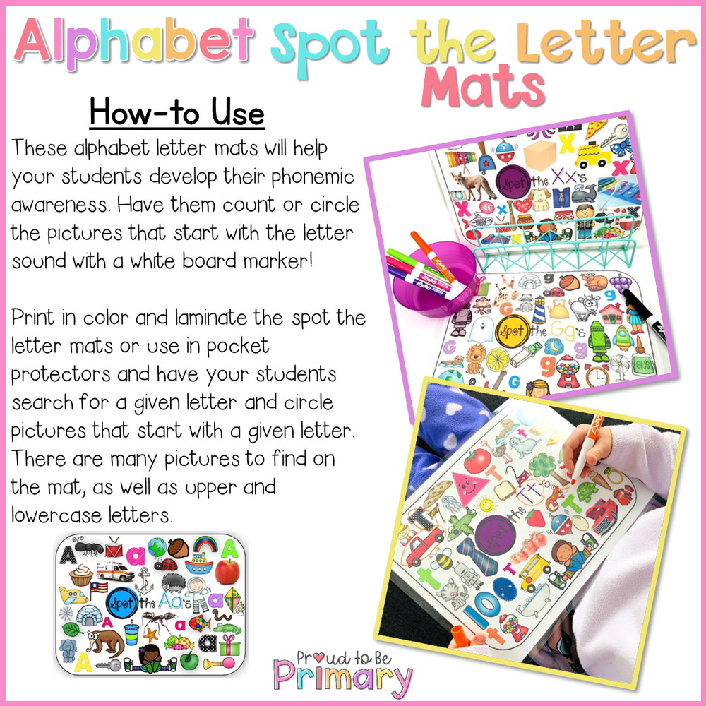 Alphabet Spot the Letter Mats Posters & Google Slides