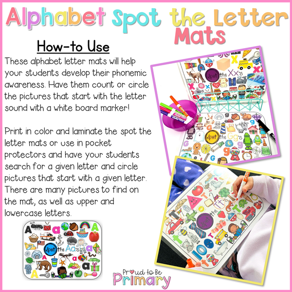 Alphabet Spot the Letter Mats Posters & Google Slides – Proud to be Primary