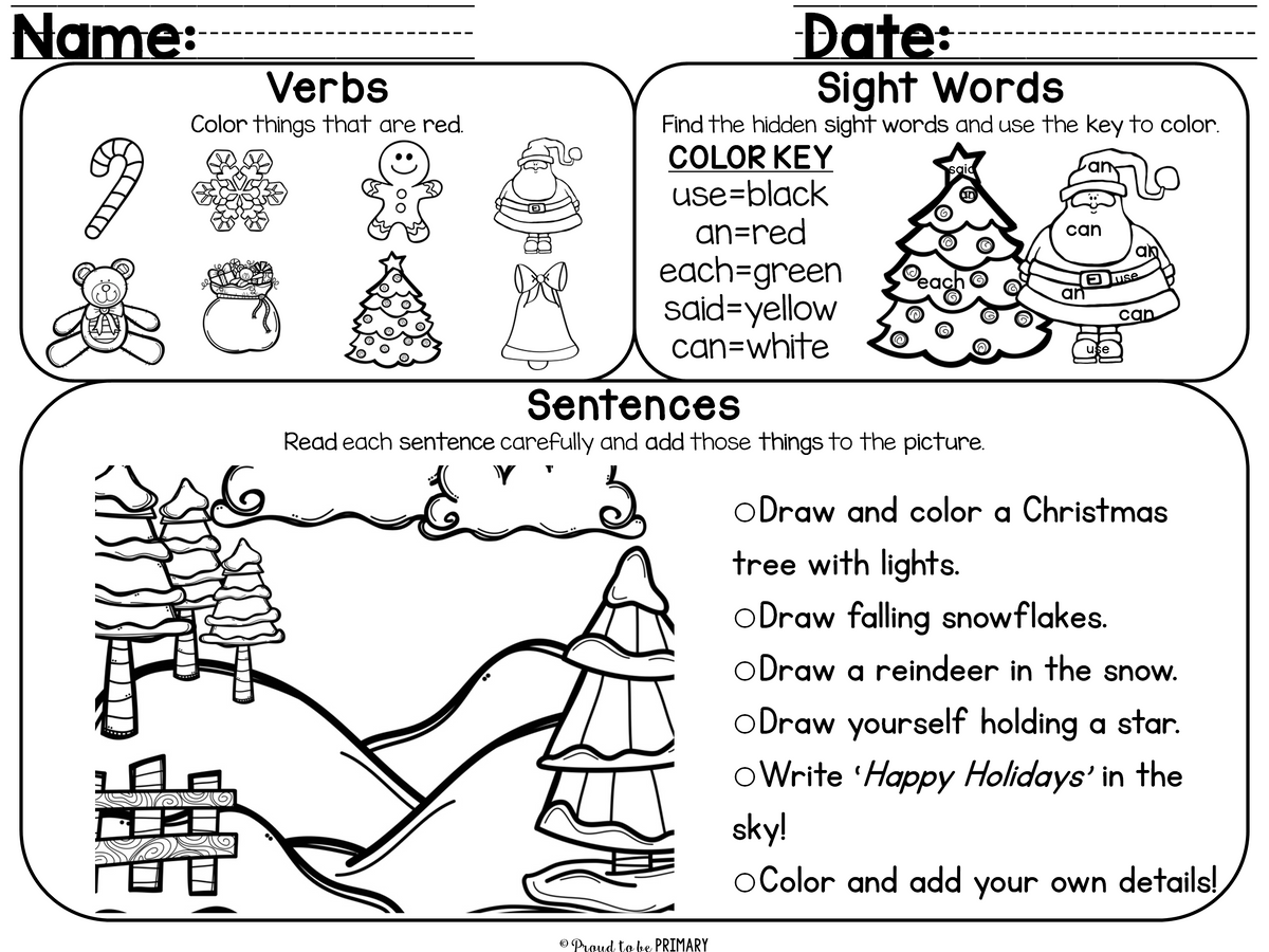 December Word Work and Daily Language Arts Review
