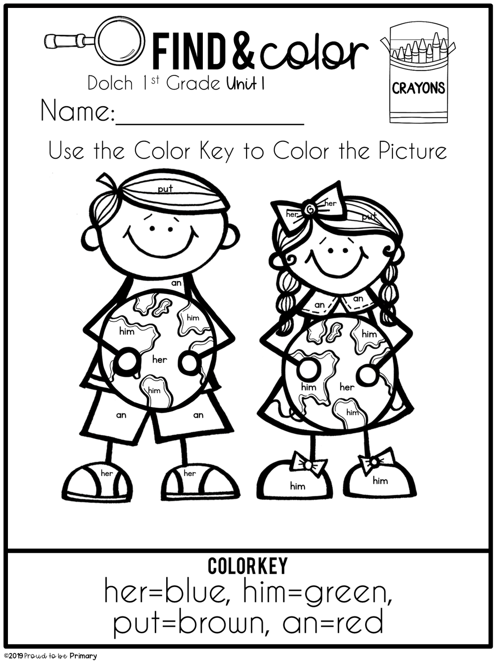 Dolch Color by Sight Word Worksheets - Pre-Primer, Primer, 1st, 2nd, 3