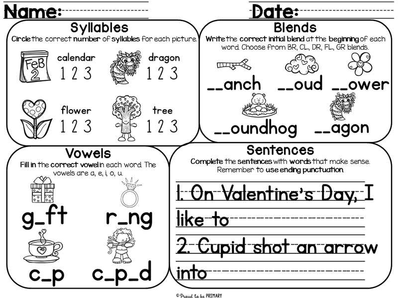 February Word Work and Daily Language Arts Review