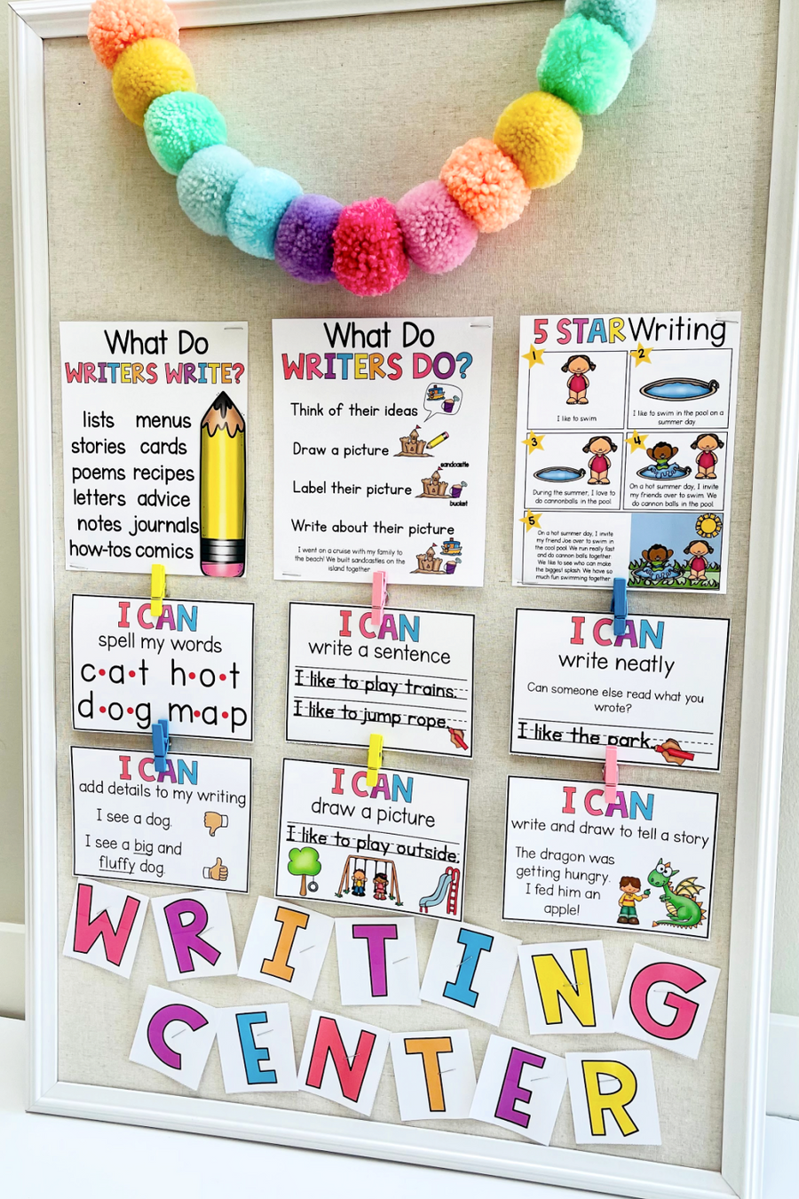 Writing Center for Kindergarten, First, and Second Grade Classrooms