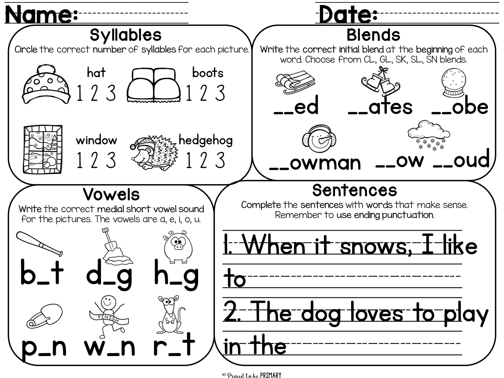 January Word Work and Daily Language Arts Review