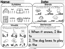 January Word Work and Daily Language Arts Review