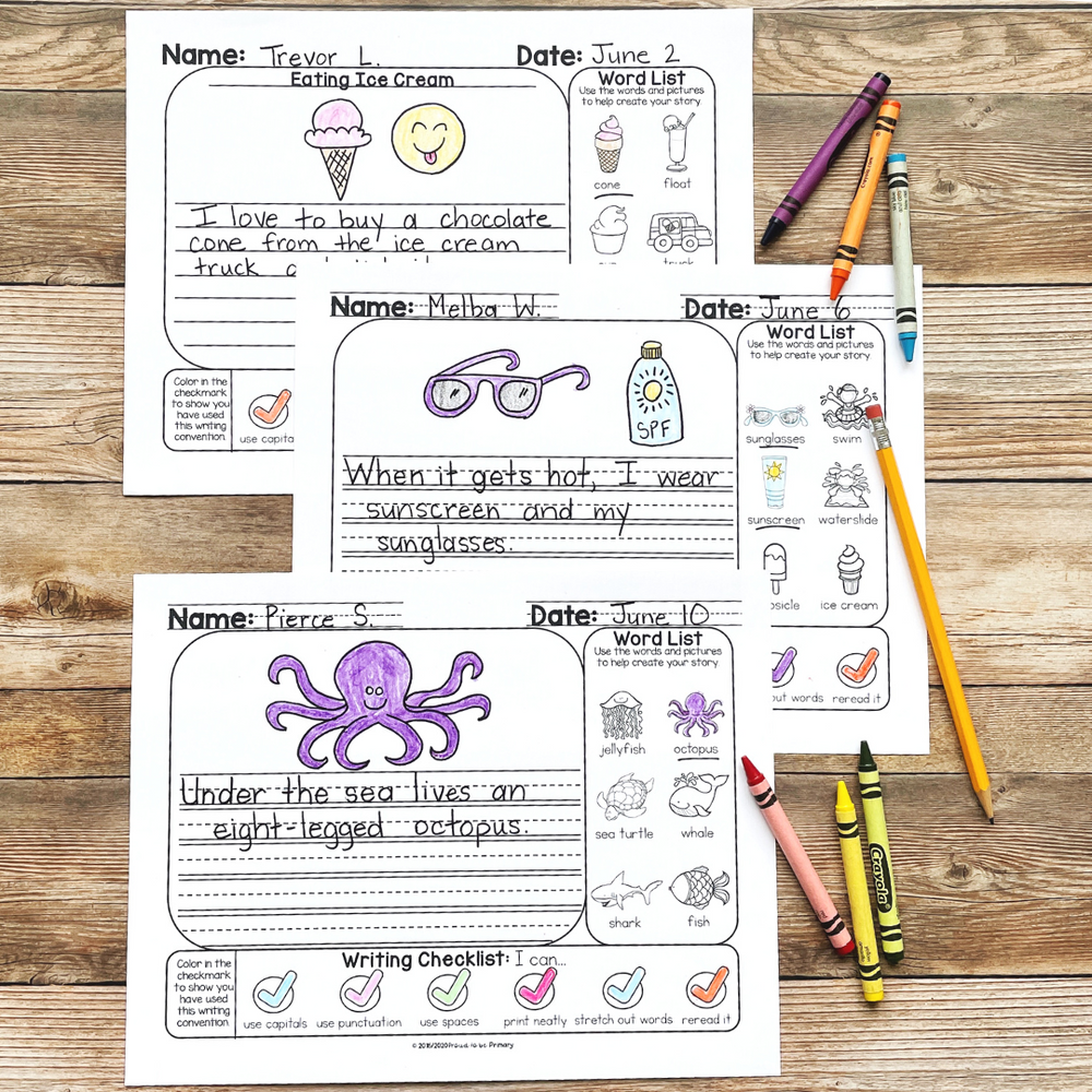 June End of the Year Summer Writing Center Prompt Paper Morning Work A