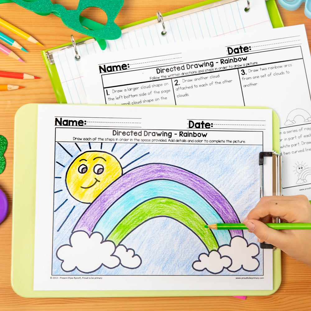 Spring Directed Drawings for March | How to draw a leprechaun, rainbow ...