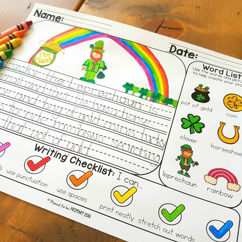 March St Patricks Day Spring Writing Center Prompt Paper Morning Work