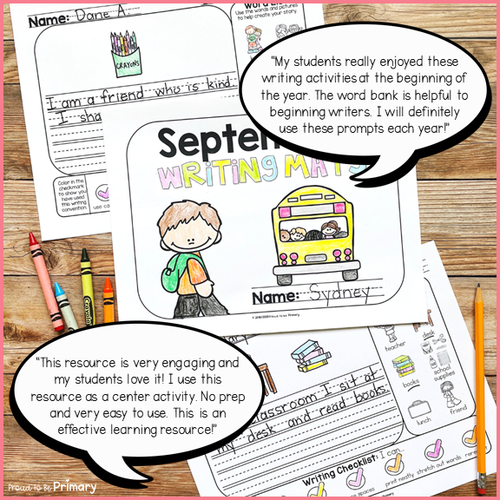Back to School Writing Prompts, Paper, Journal Activities for Writing