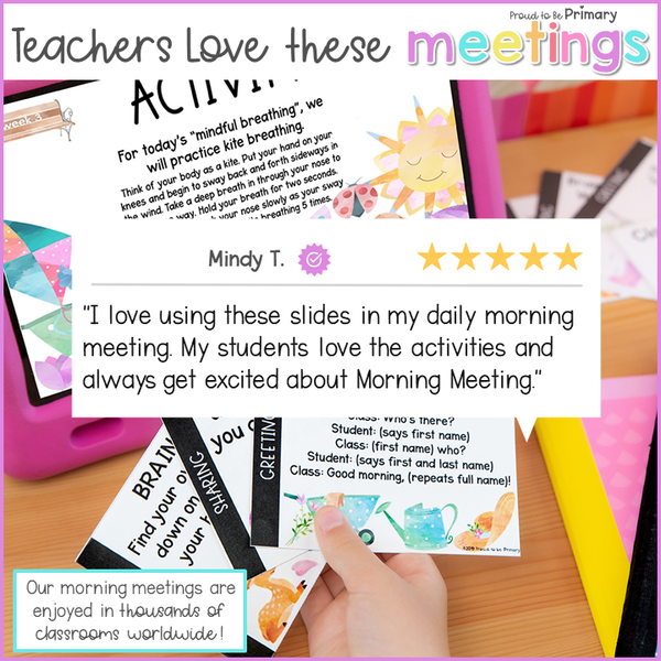 March Spring SEL Morning Meeting Google Slides Activities Greetings Qu