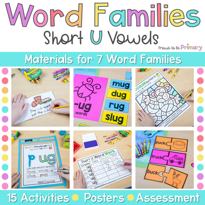 Word Family Short 'U' Vowel CVC and CVCC Activities for Kids