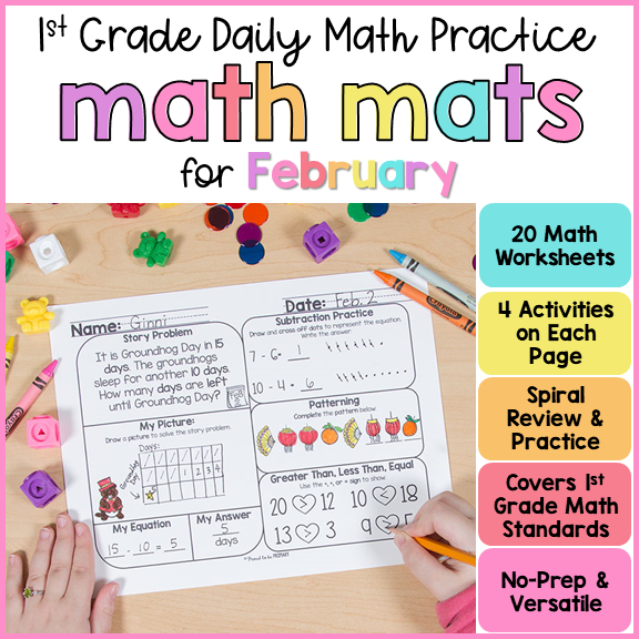February Math Review Worksheets for First Grade – Proud to be Primary