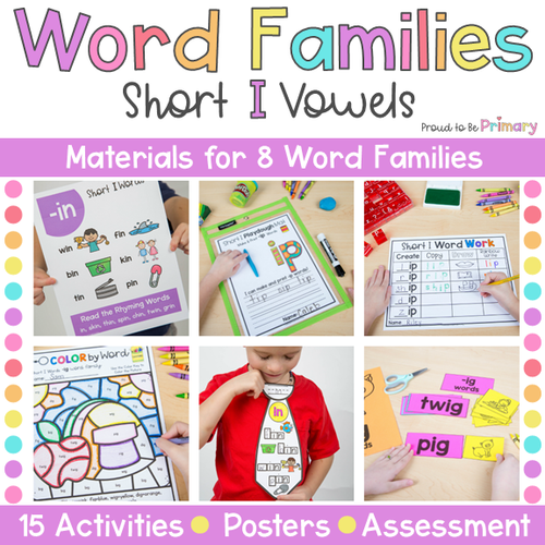 Word Family Short 'I' Vowel CVC and CVCC Activities for Kids