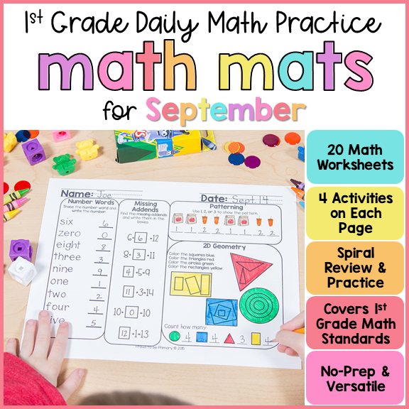 September Math Review Worksheets for First Grade – Proud to be Primary