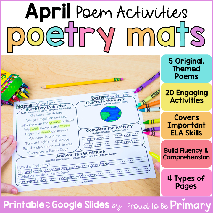 Poem of the Week Poetry Activity Mats for April – Proud to be Primary