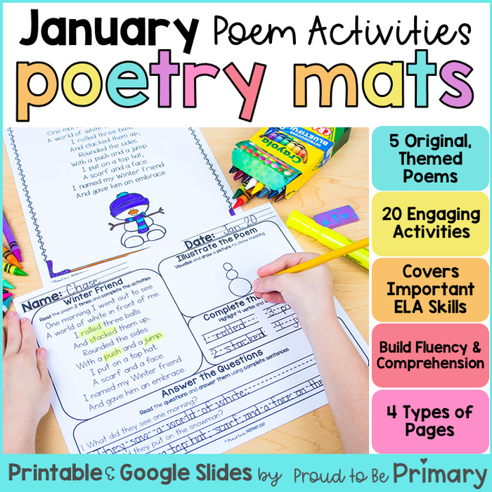 Poem of the Week Poetry Activity Mats for January