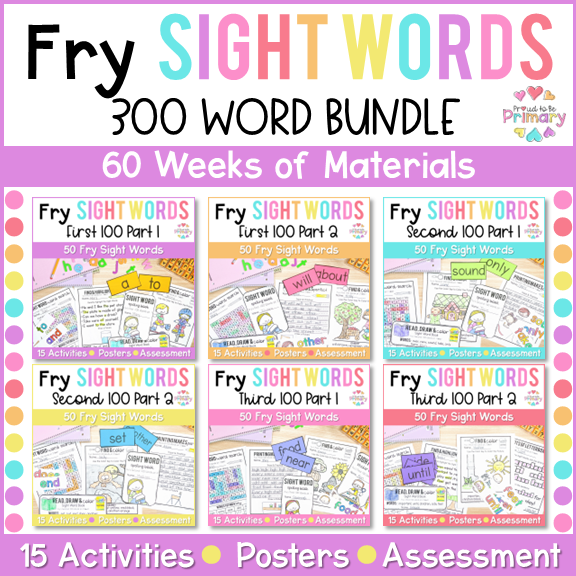 Fry 300 Sight Word List Activities, Books, Worksheets & Assessments