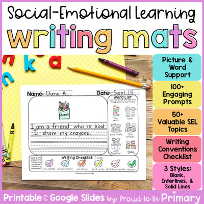 Writing Prompts Journal Paper Social Emotional SEL Writing Center Acti