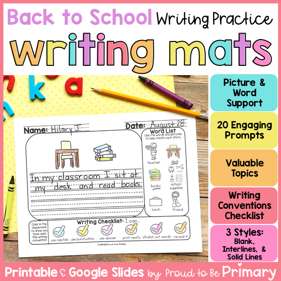 Back to School Writing Prompts – Proud to be Primary