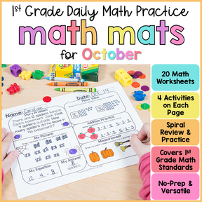 October Math Review Worksheets for First Grade