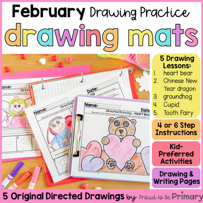 Winter February Directed Drawing Groundhog Day Cupid Tooth Fairy