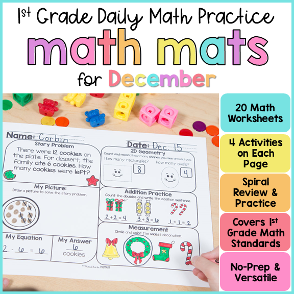 December Math Review Worksheets for First Grade – Proud to be Primary