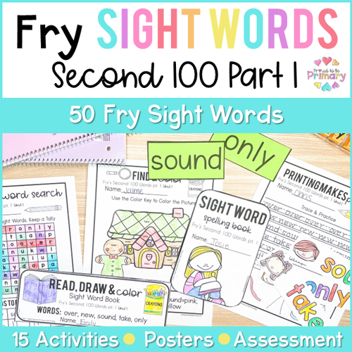 2nd Grade Fry Sight Word List Coloring Sheets, Word Search, Centers, A