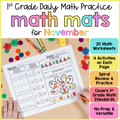 November Math Review Worksheets for First Grade
