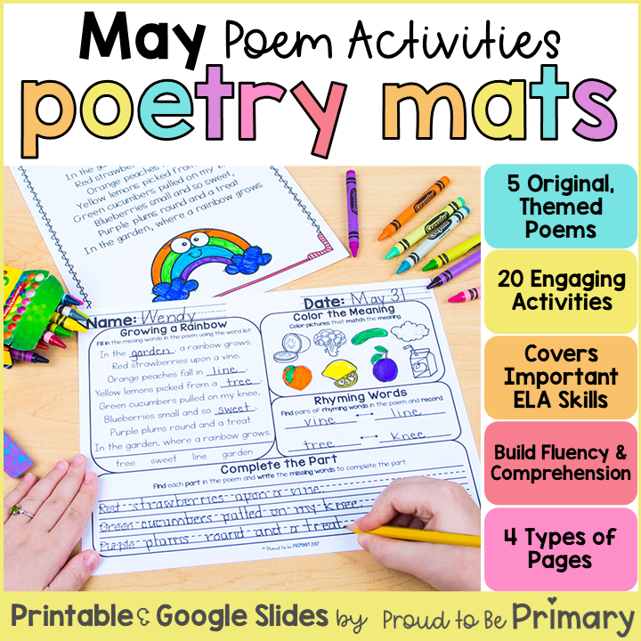 Poem of the Week Poetry Activity Mats for May – Proud to be Primary
