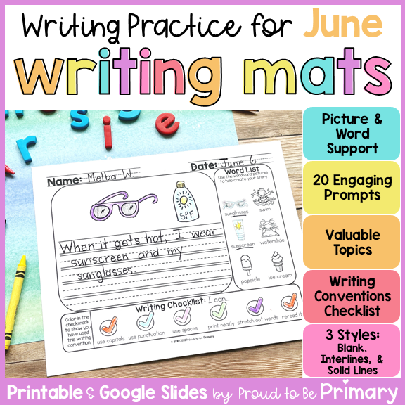 Summer Writing Prompts Practice for June – Proud to be Primary