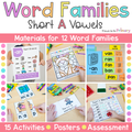 Word Family Short 'A' Vowel CVC and CVCC Activities for Kids