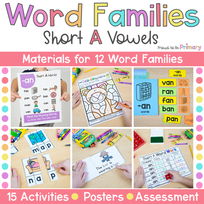 Word Family Short 'A' Vowel CVC and CVCC Activities for Kids