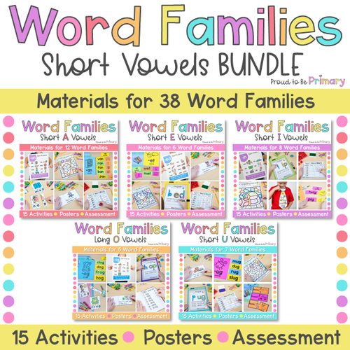 Word Family Short Vowel CVC and CVCC Activities for Kids