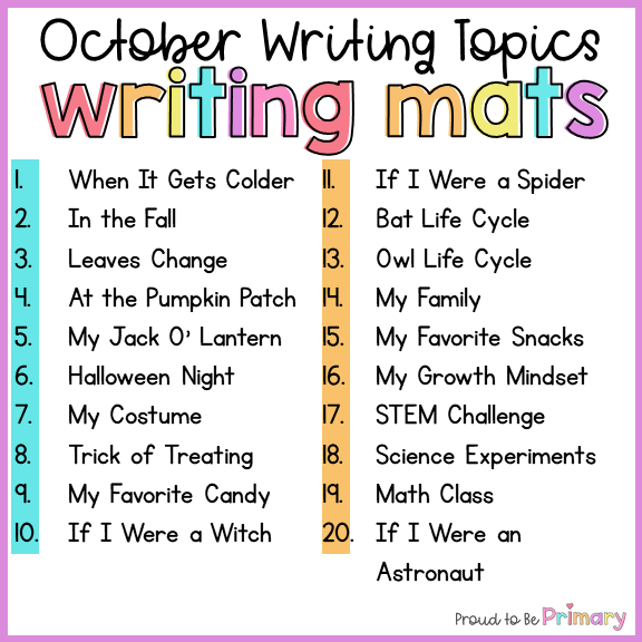 Writing Prompts Practice for October – Proud to be Primary