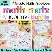 Math Review Worksheets Bundle for First Grade