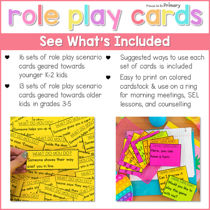 Social Skills Role Play Scenario Task Cards - Social Emotional SEL Gro
