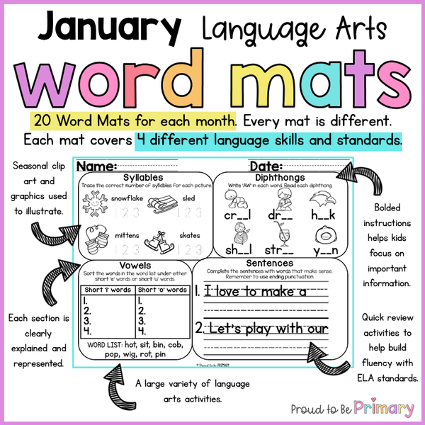 January Word Work and Daily Language Arts Review – Proud to be Primary