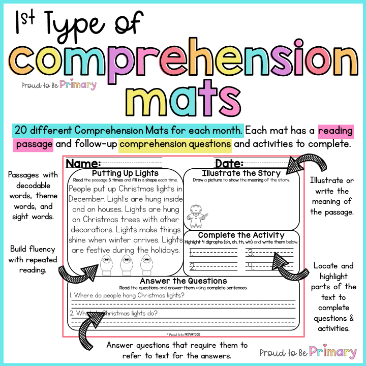 December Reading Comprehension Passages: Daily Comprehension Mats ...