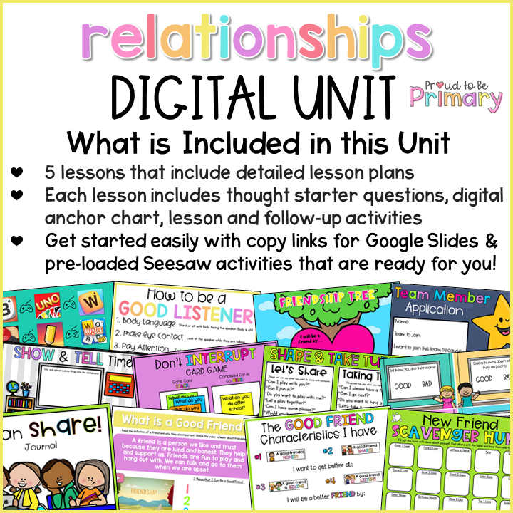 Relationships DIGITAL K-2 Social Emotional Learning – Proud to be Primary
