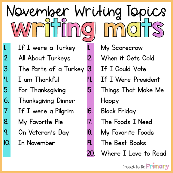 Writing Prompts Practice for November – Proud to be Primary