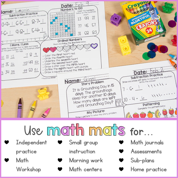 February Math Review Worksheets for First Grade – Proud to be Primary