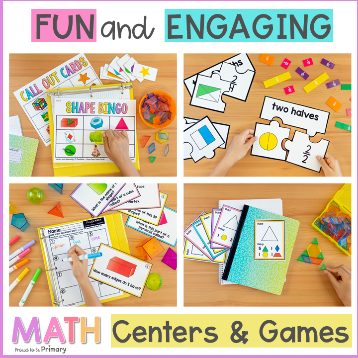 Geometry 2D Shapes and 3D Solids & Fractions - First Grade Mindful Mat ...
