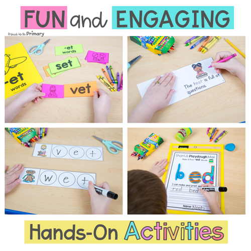 Word Family Short 'E' Vowel CVC and CVCC Activities for Kids
