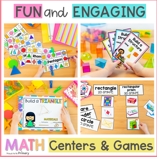 Kindergarten Mindful Math 2D and 3D Shapes Posters Worksheets Tracing