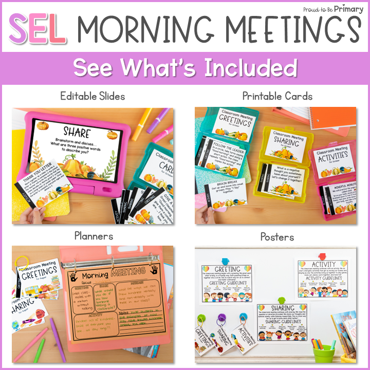Morning Meeting Slides, Cards, Posters for October – Proud to be Primary